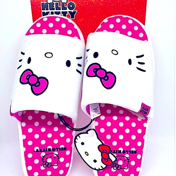 Hello Kitty | Shoes | Hello Kitty Plush Slipper Slides Large | Poshmark